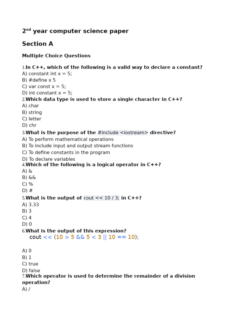 2nd Year Unit3 Cs Paper | PDF | Computer Program | Programming