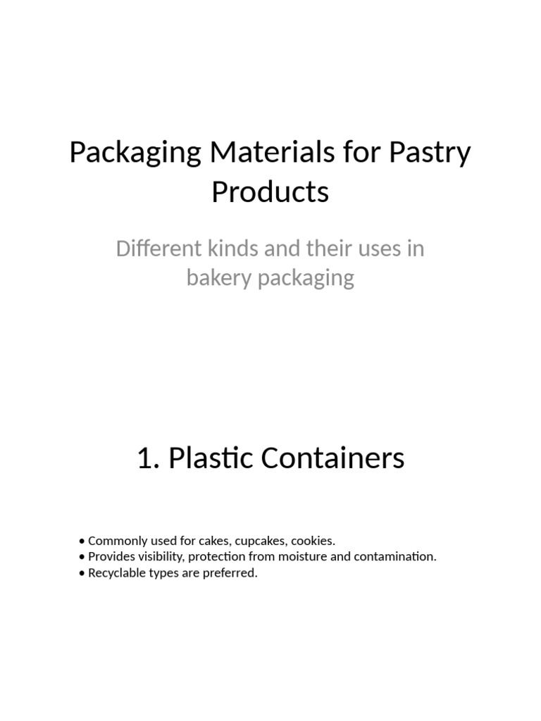 Bakery Packaging Materials Guide | PDF