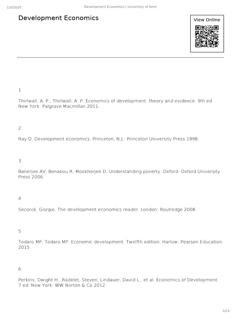 Development Economics Resources List | PDF | Development Economics ...