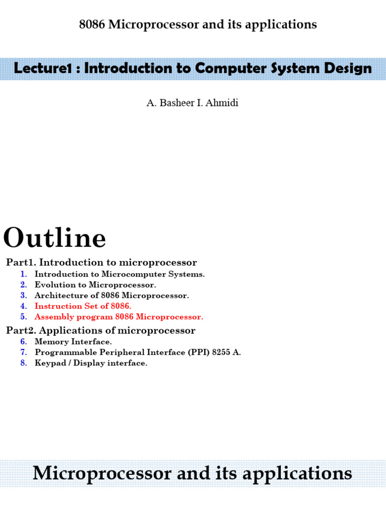 Introduction to 8086 Microprocessor Design | PDF | Central Processing ...