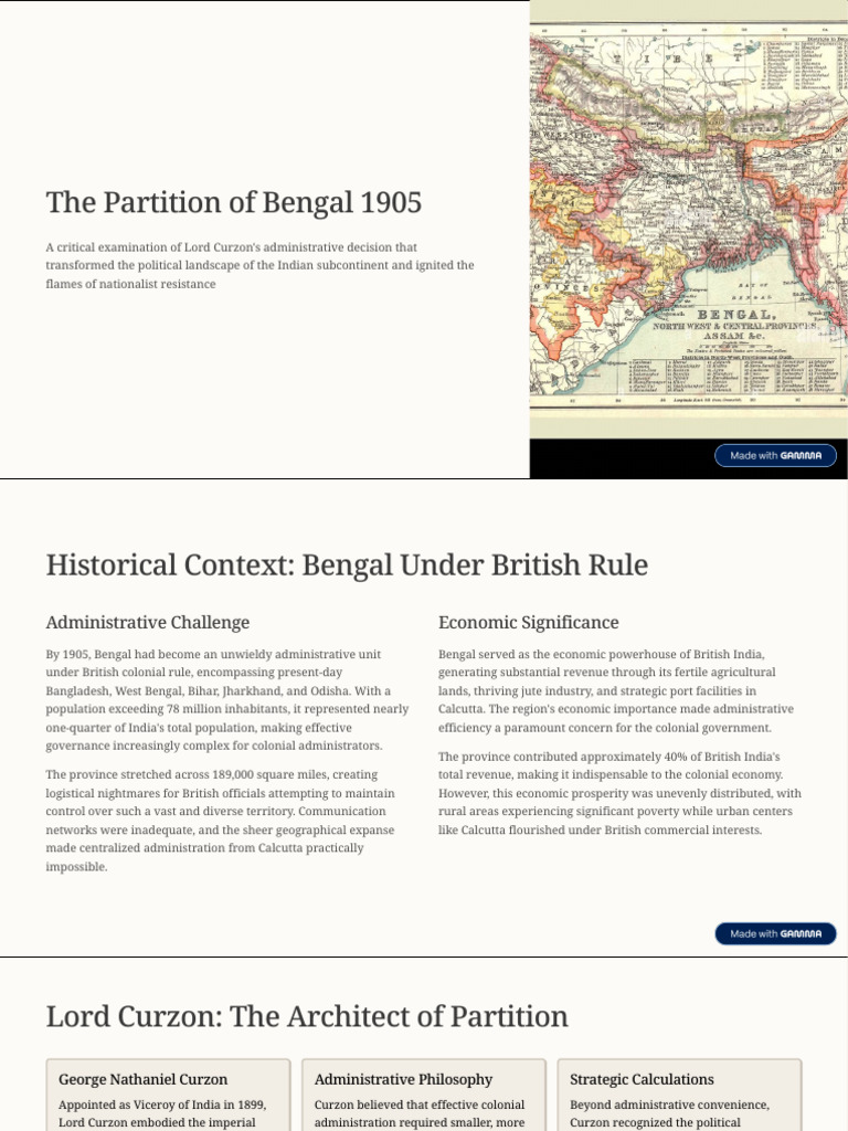 The Partition of Bengal 1905 | PDF | Partition Of India | Bengal