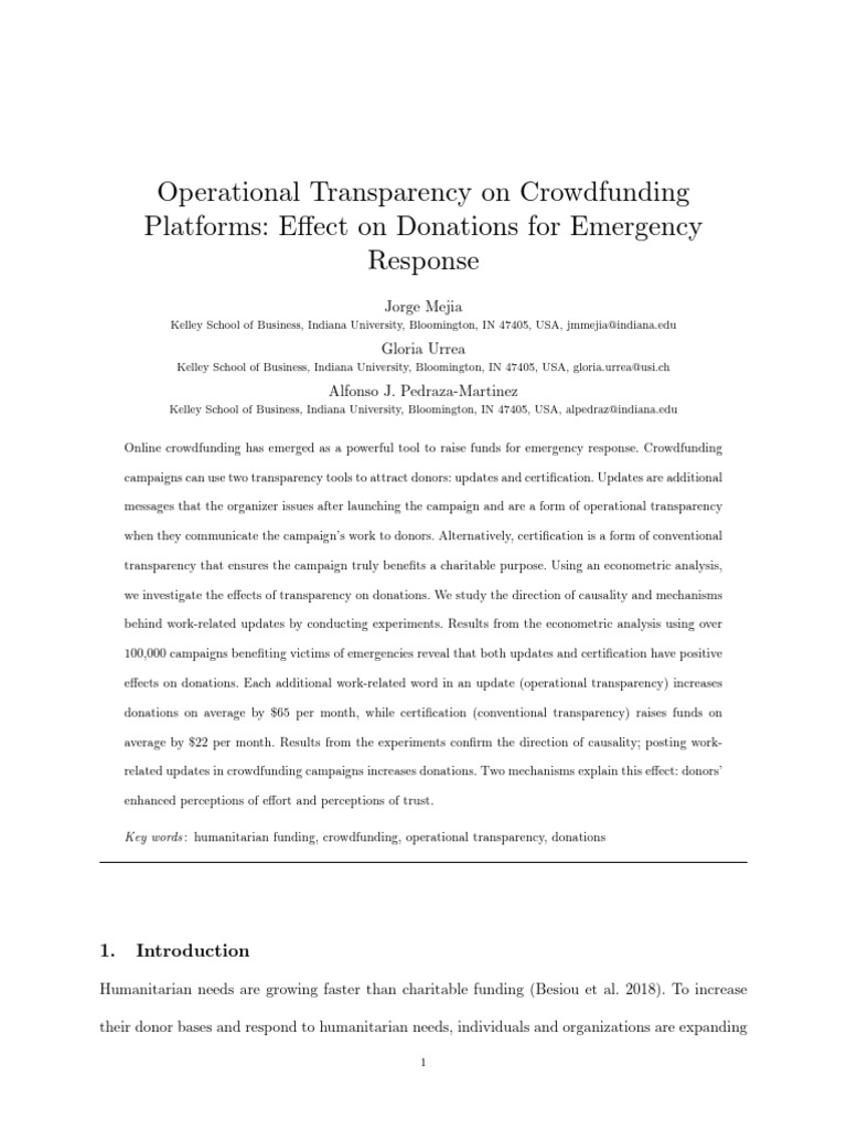 6127 Operational Transparency On Crowdfunding Platforms | PDF ...
