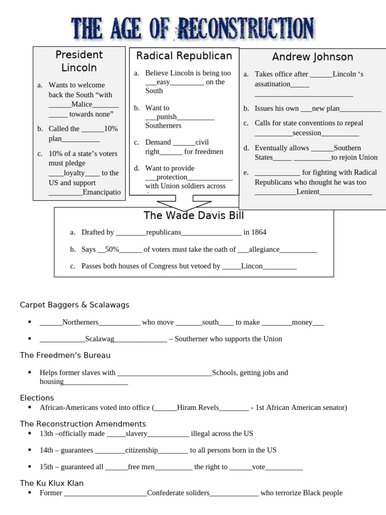 Reconstruction Era Overview and Key Events | PDF | Reconstruction Era ...