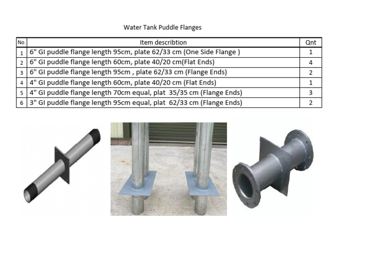 Puddle Flange For Water Tank | PDF