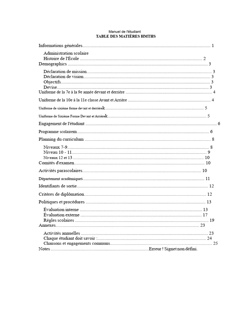 Guide de l'Étudiant HMTHS 2023 | PDF | Science | Arts