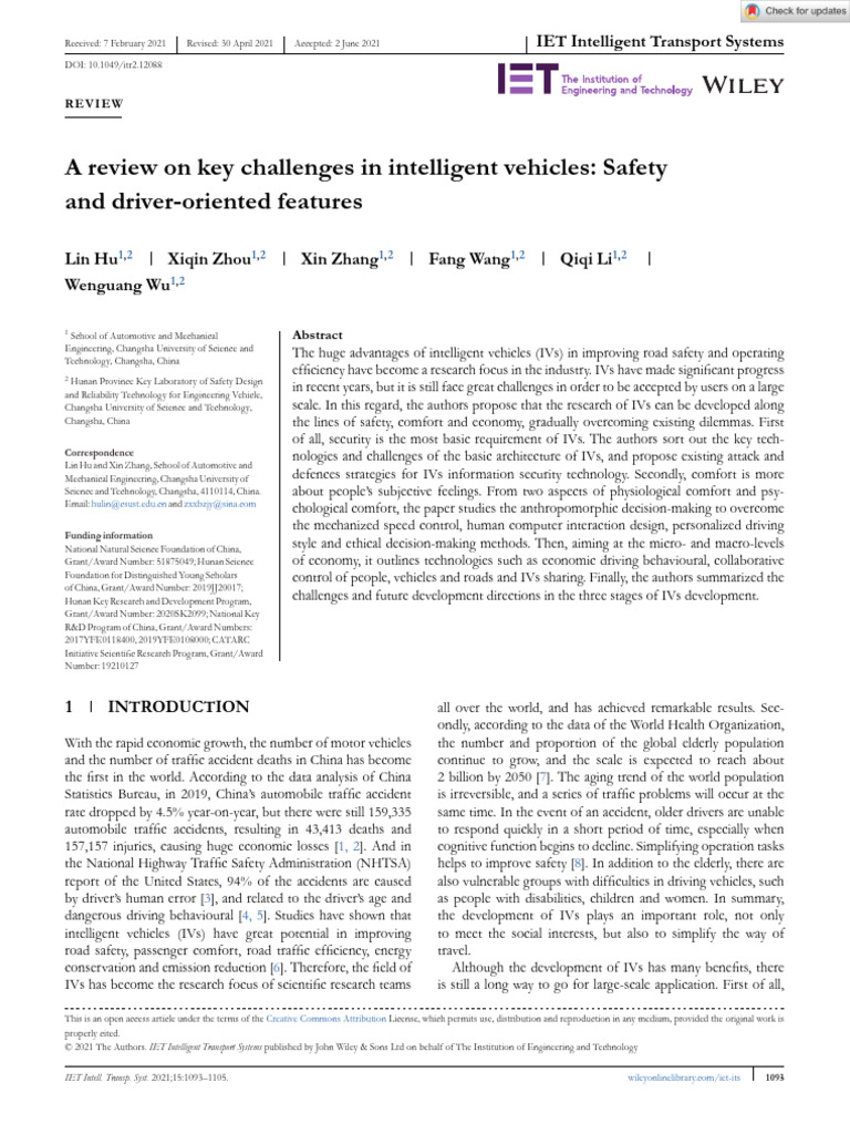 MMI - 2021 - 06 - A Review On Key Challenges in Intelligent Vehicles ...