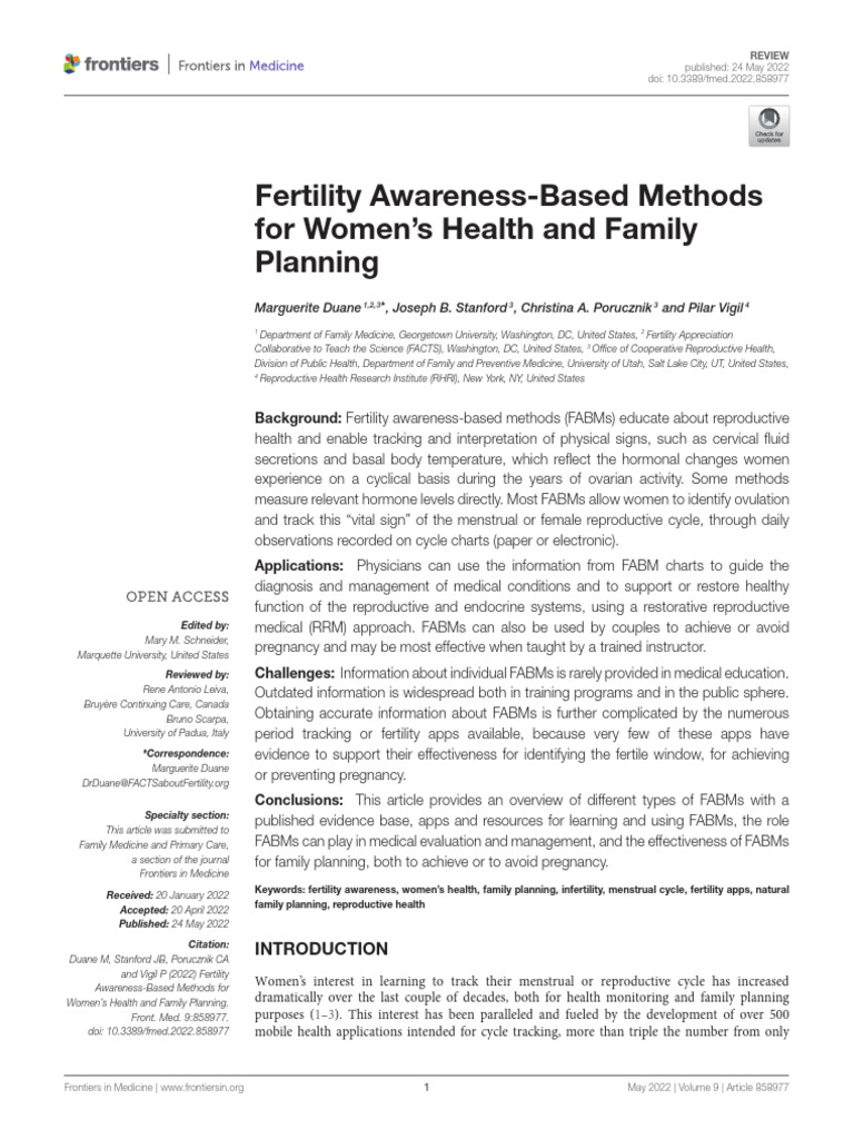 Fertility Awareness-Based Methods Review | PDF | Menstrual Cycle ...