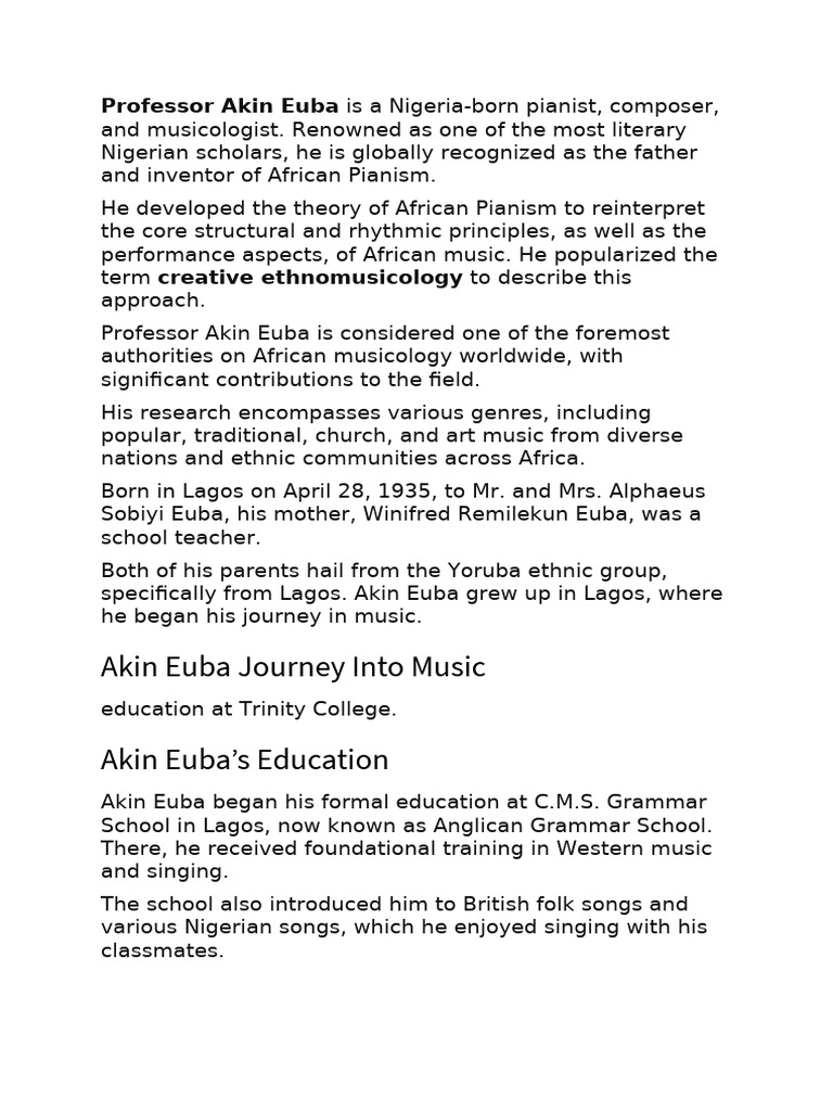 Akin Euba: Pioneer of African Pianism | PDF | Musicology | Performing Arts