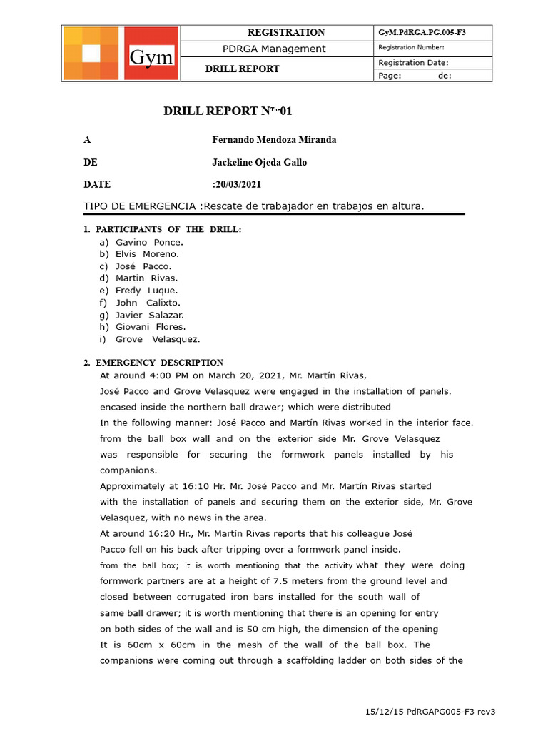 Report On Personnel Fall Simulation - Stock Pile | PDF