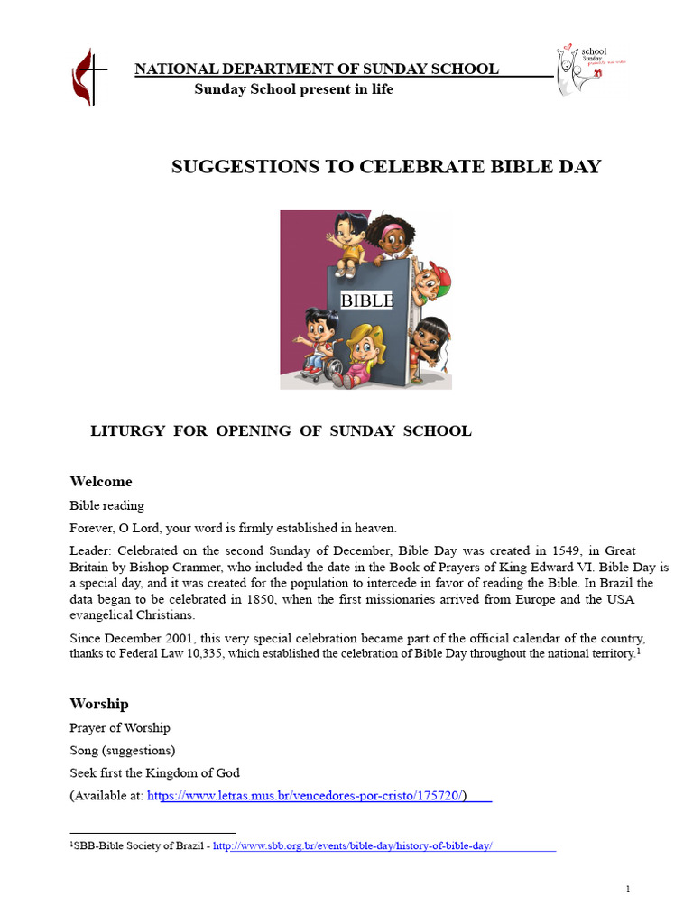 Bible Day Celebration Ideas and Liturgy | PDF | Bible | Jesus