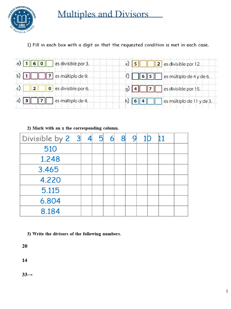 Multiples and Divisors. Divisibility Criteria. Prime and Composite ...