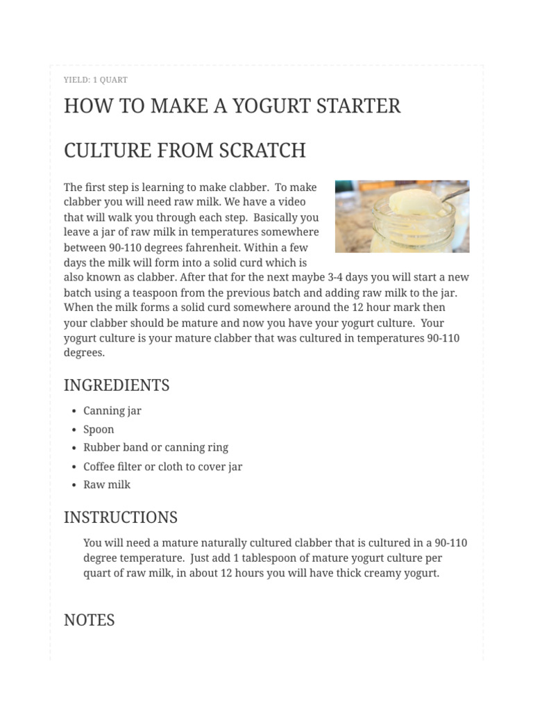 Make Yogurt Starter Culture from Scratch | PDF