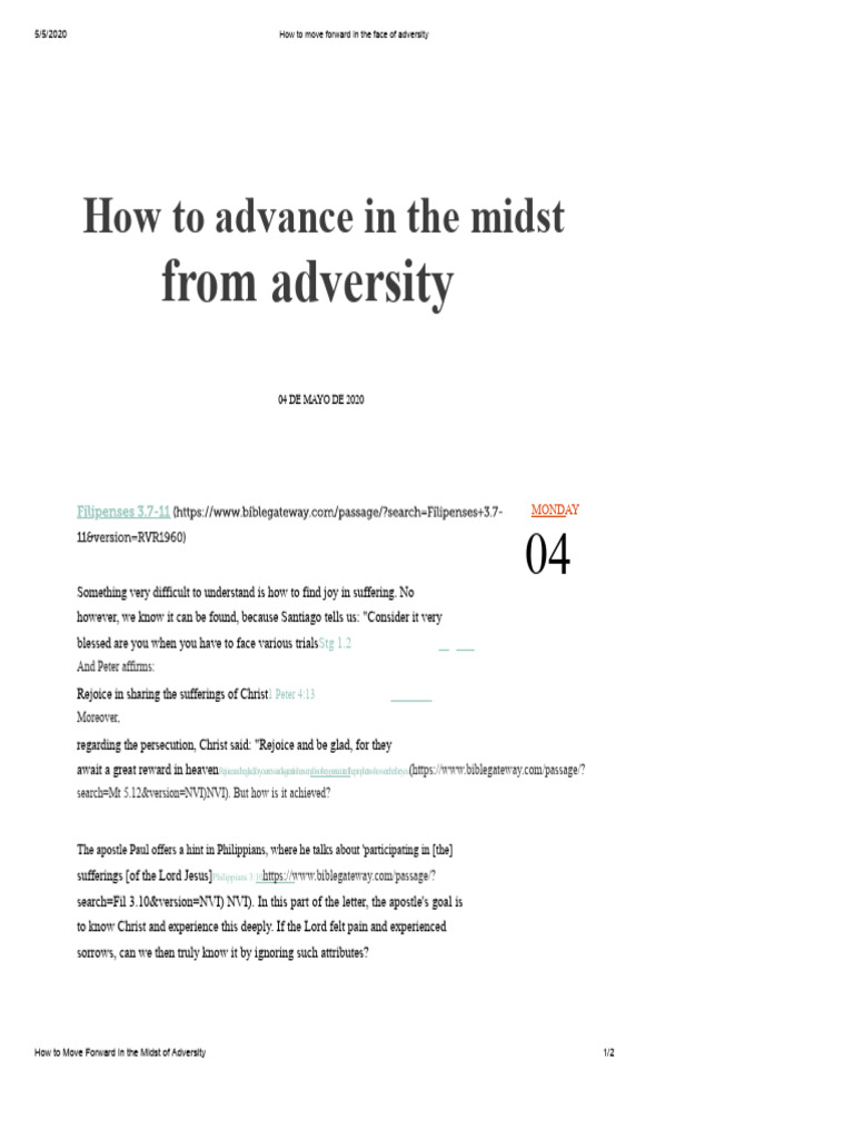 How To Move Forward in The Midst of Adversity | PDF | Epistle To The ...