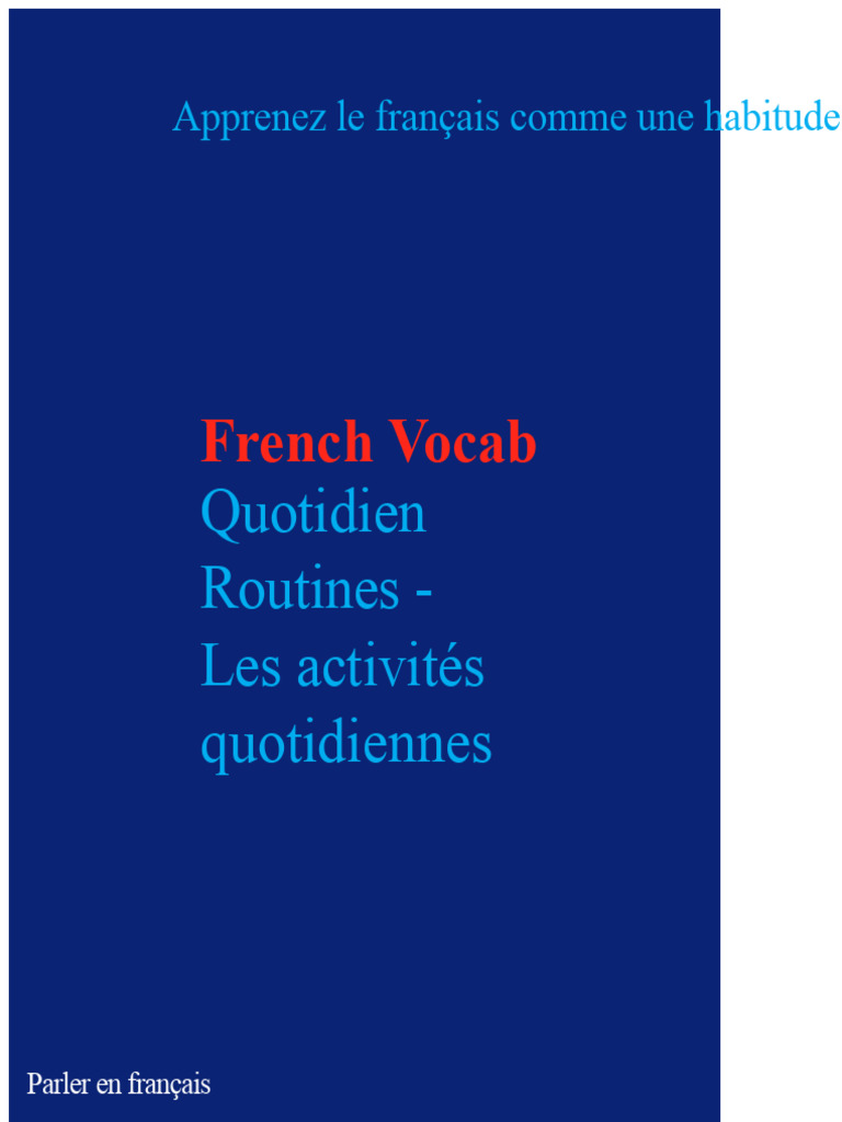 Vocabulaire des routines quotidiennes en français | PDF