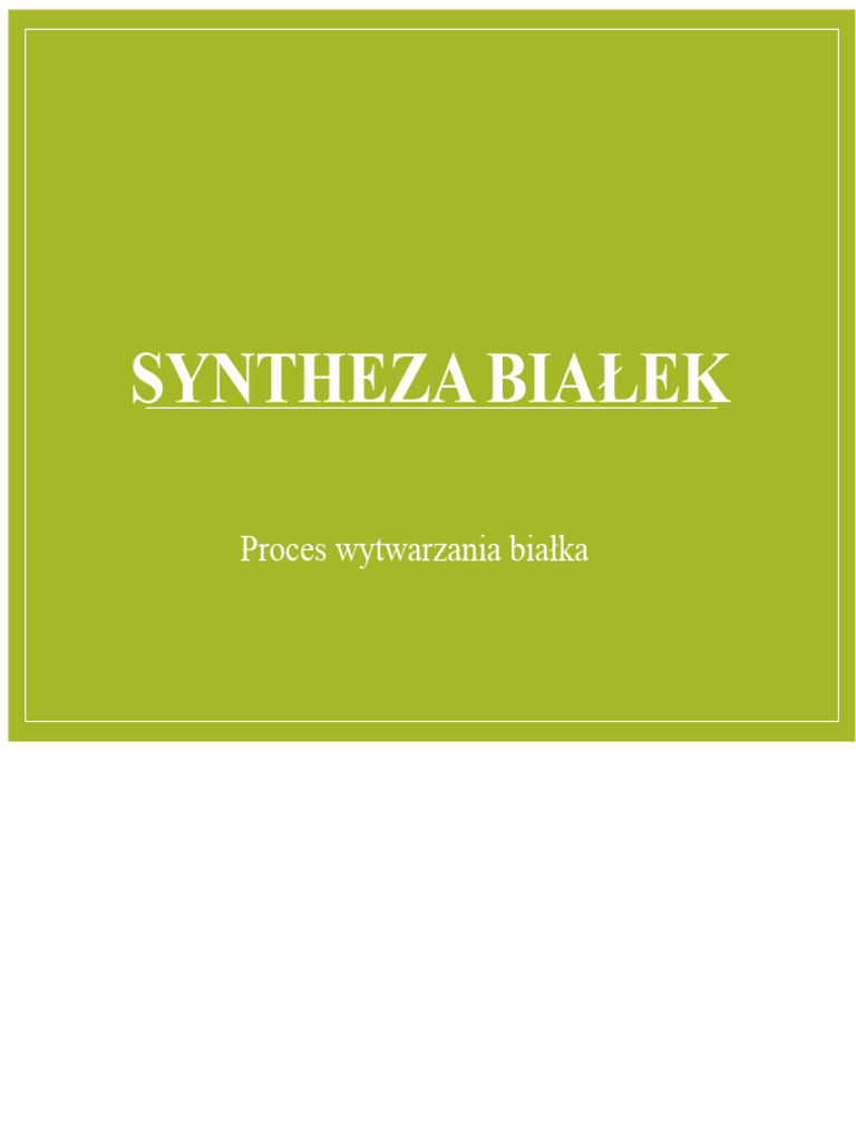 Białkowa Synteza | PDF