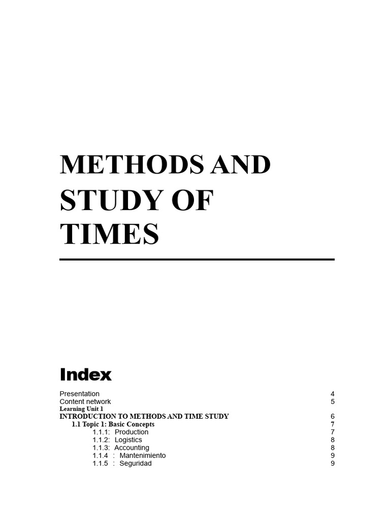 Methods and Time Study Overview | PDF | Factors Of Production ...