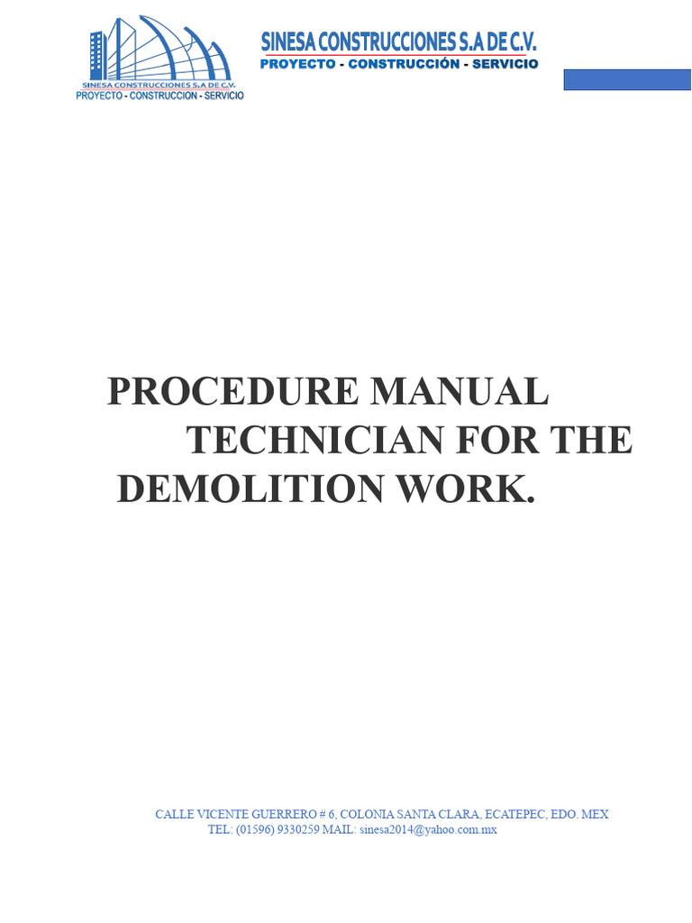 Demolition Procedure Manual for Technicians | PDF | Personal Protective ...