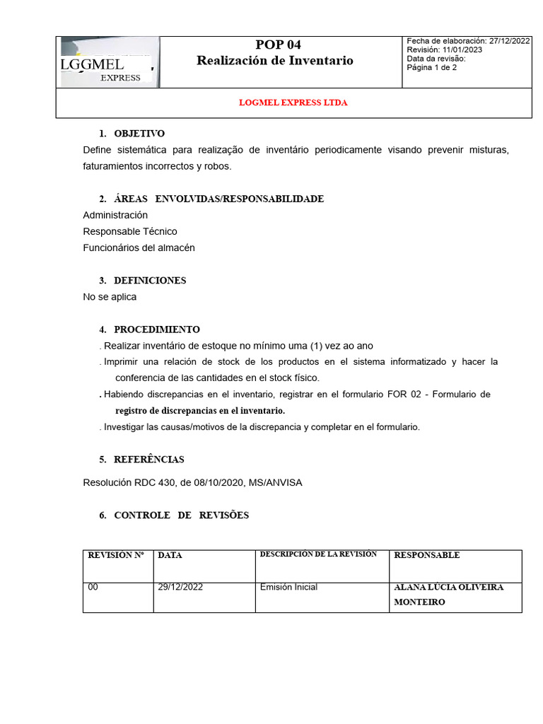 Procedimiento de Inventario Anual | PDF