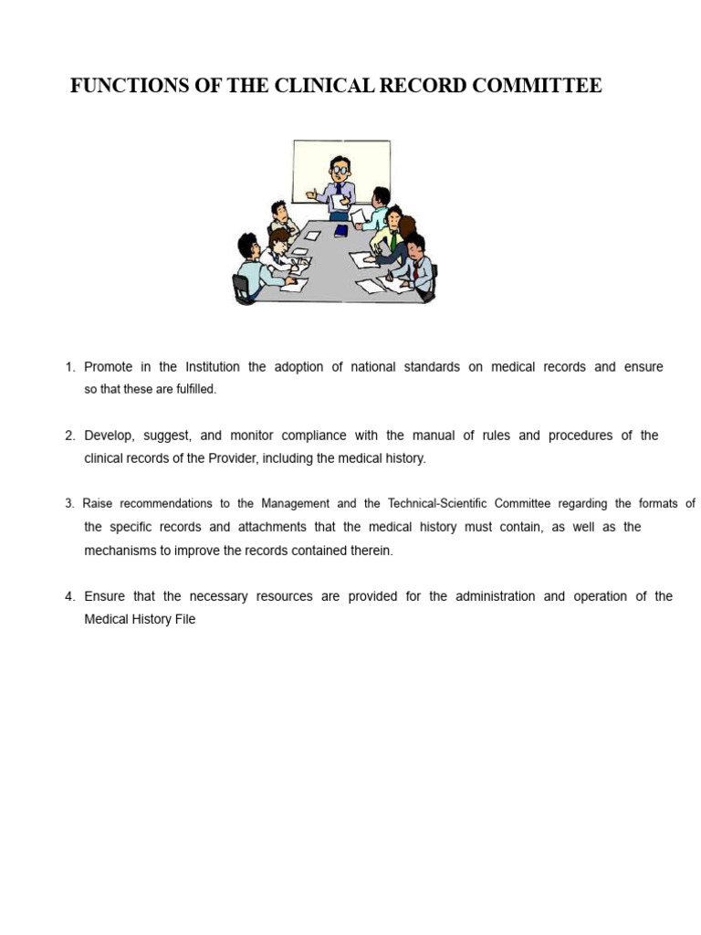 Functions of the Clinical History Committee for the Soinco Agenda 2019 ...