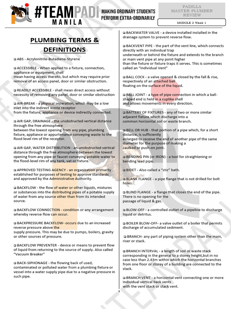 Plumbing Terms and Definitions Guide | PDF | Sanitary Sewer | Plumbing