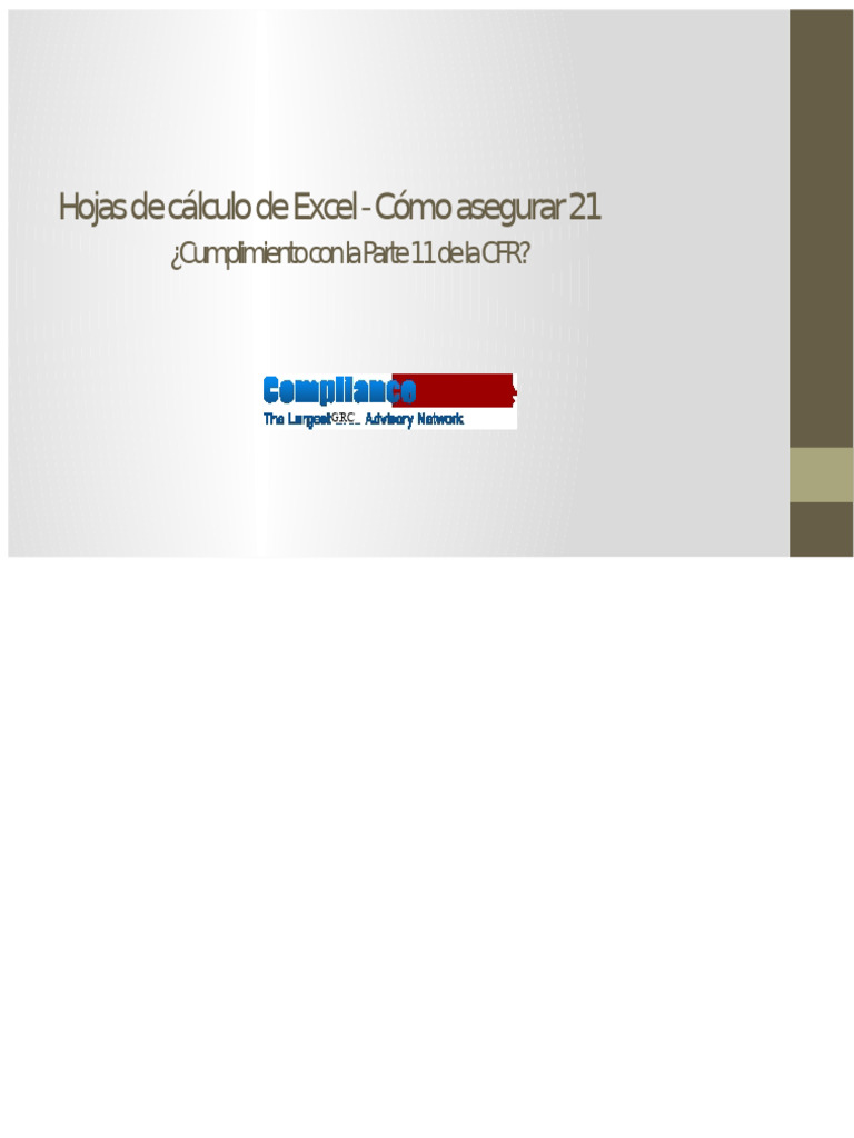 Hojas de cálculo de Excel: Cómo asegurar el cumplimiento de la Parte 11 ...