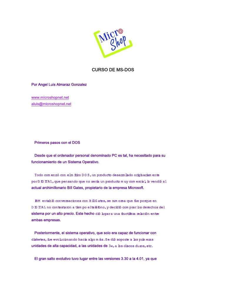 Manual de MS-DOS Basico (15 Paginas - en Español) | PDF | Tecnología