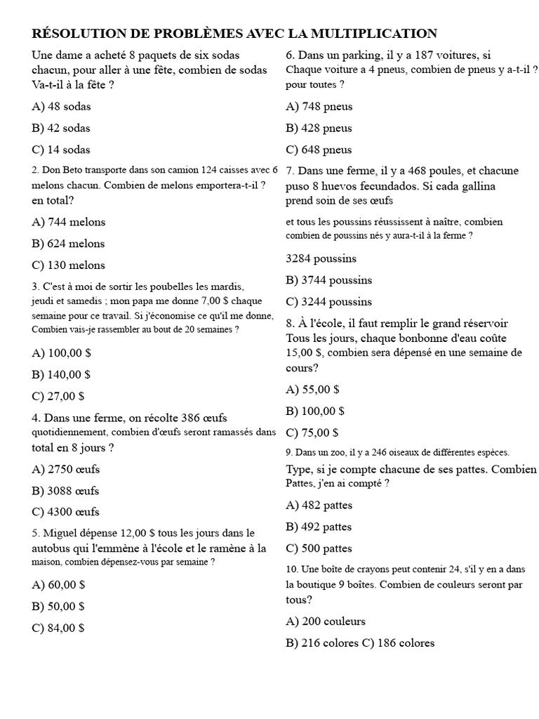 Problèmes de multiplication variés | PDF | Échecs | Ouverture (échecs)