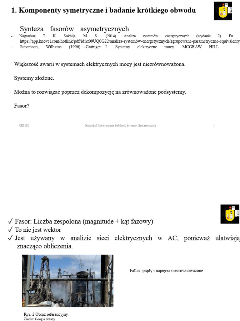 1.2. Jednostka 1 Komponenty Symetryczne | PDF
