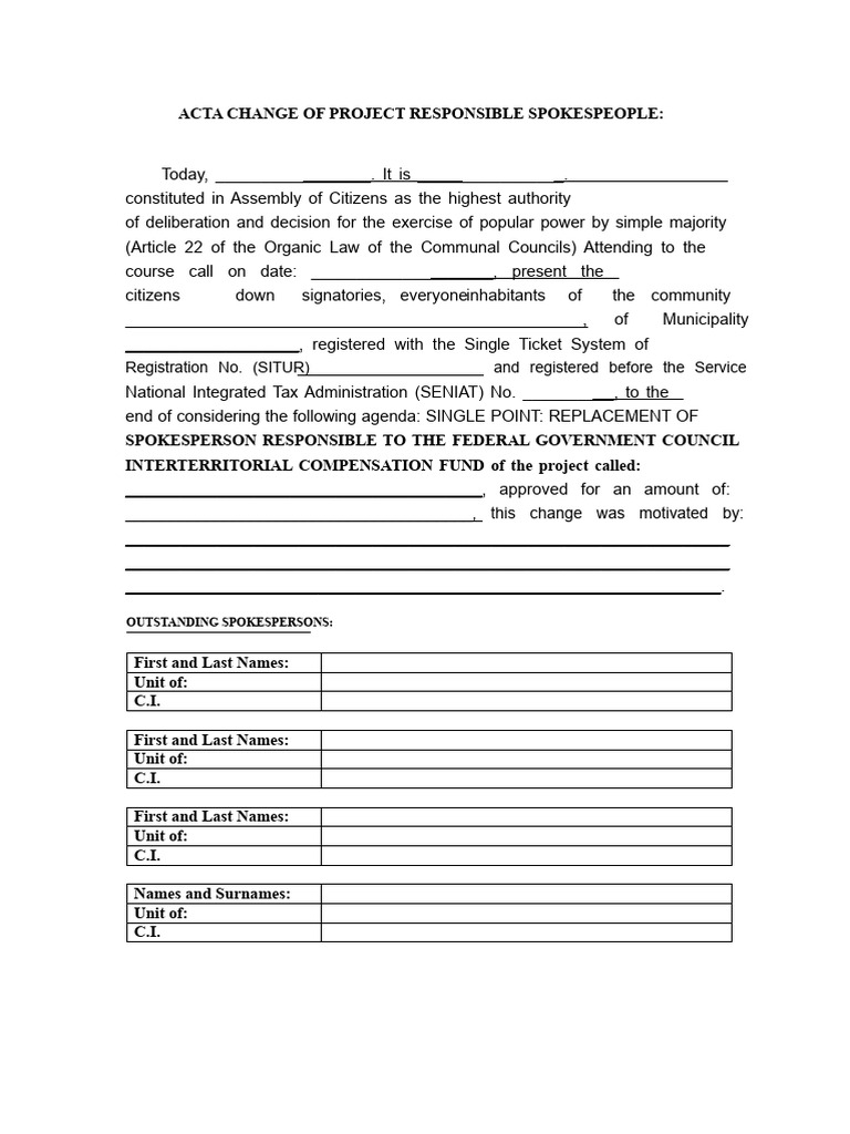 Change of Project Spokespeople Notice | PDF | Government