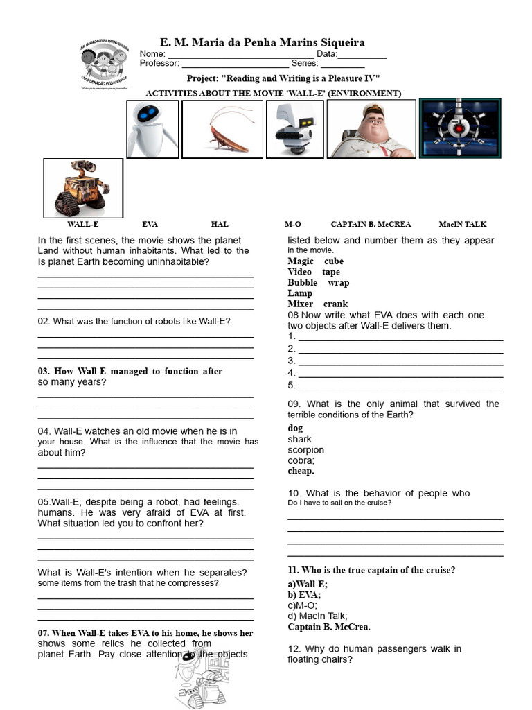 01 Activities About The Movie Wall e 01 08 2012 | PDF