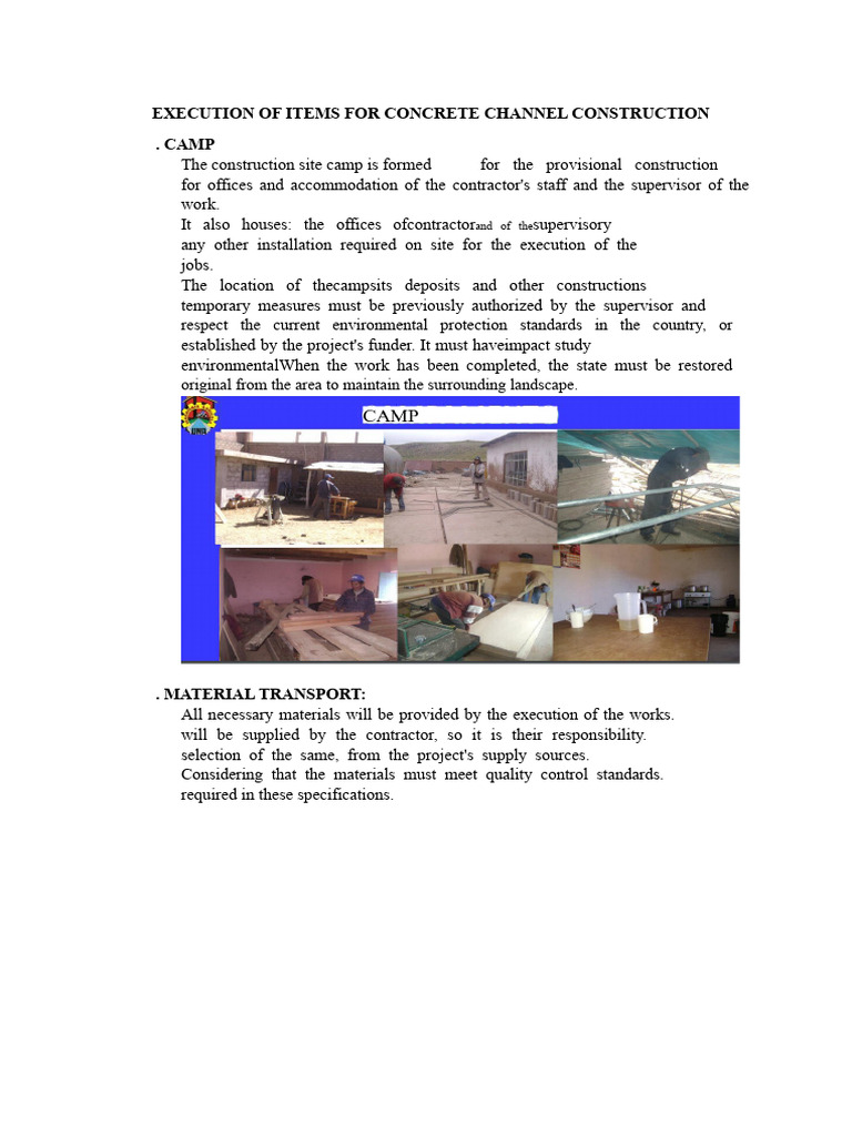 Concrete Channel Construction Guide | PDF | Concrete | Civil Engineering