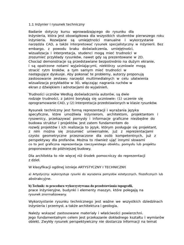 1.1 Inżynier I Rysunek Techniczny | PDF