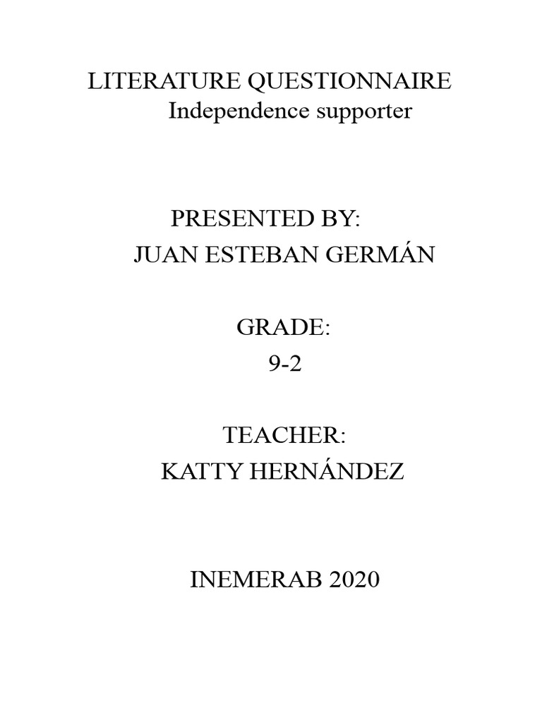 Independentist Literature Questionnaire | PDF