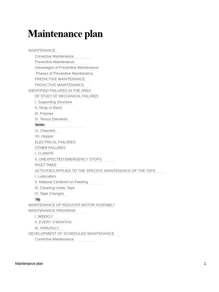 Comprehensive Industrial Maintenance Plan | PDF | Belt (Mechanical) | Wear