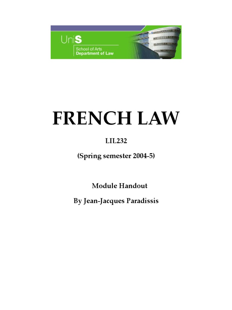 French Law handout 04-05 | Statute | Departments Of France