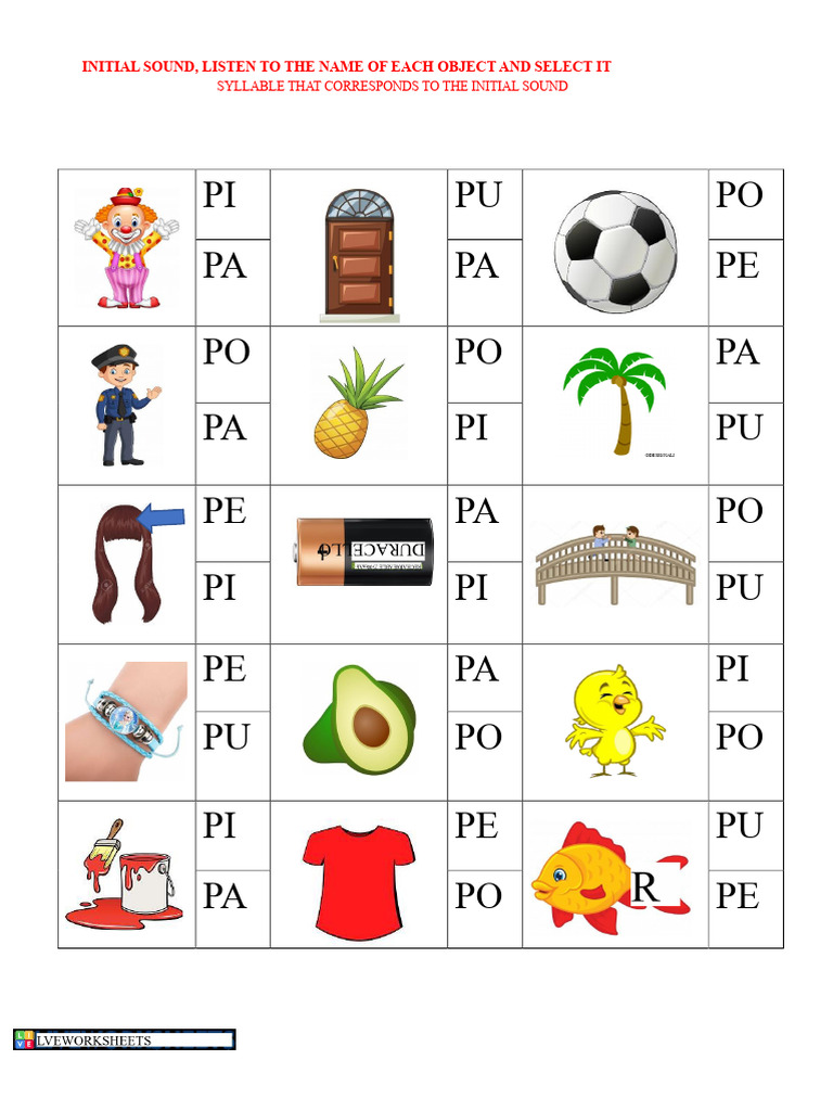 Letter P INITIAL SYLLABLE | PDF