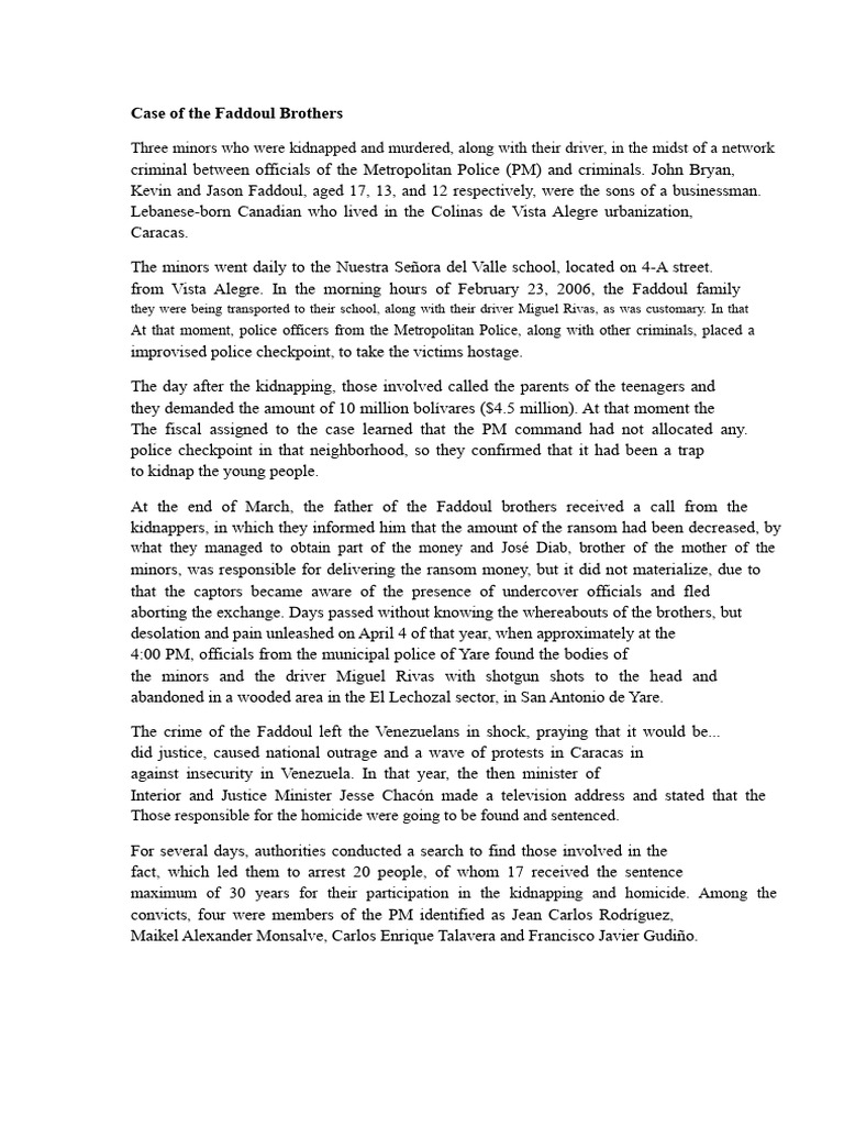 Case of The Faddoul Brothers | PDF | Criminal Justice | Crime & Violence