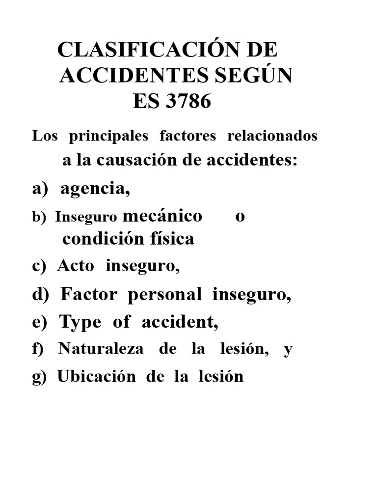 Clasificación de Accidentes según ES 3786 | PDF | Quemar | Agua