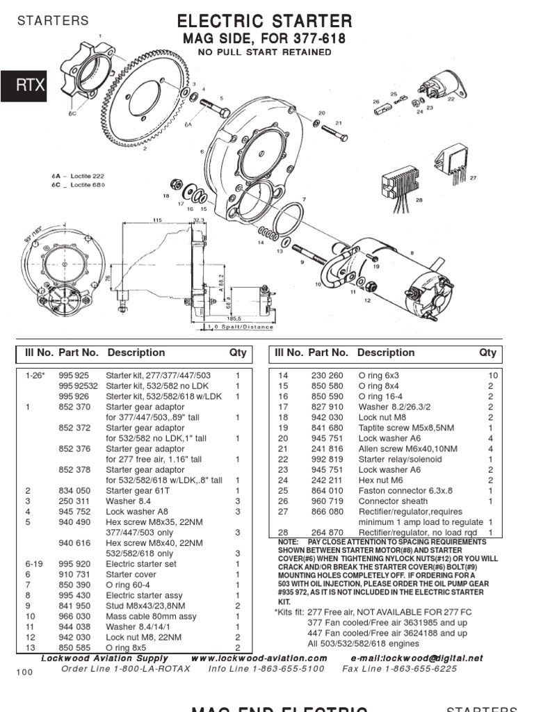 Rotax Starters 2 Stroke 377, 477, 503 | PDF