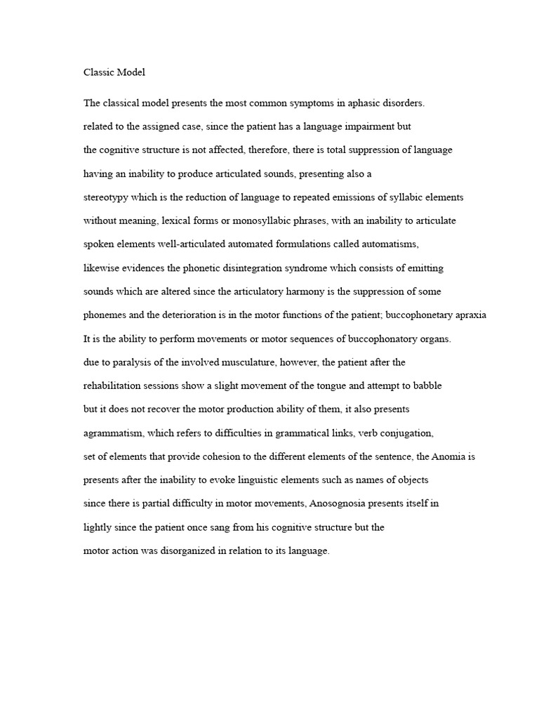 Classic model.docx | PDF | Aphasia | Speech