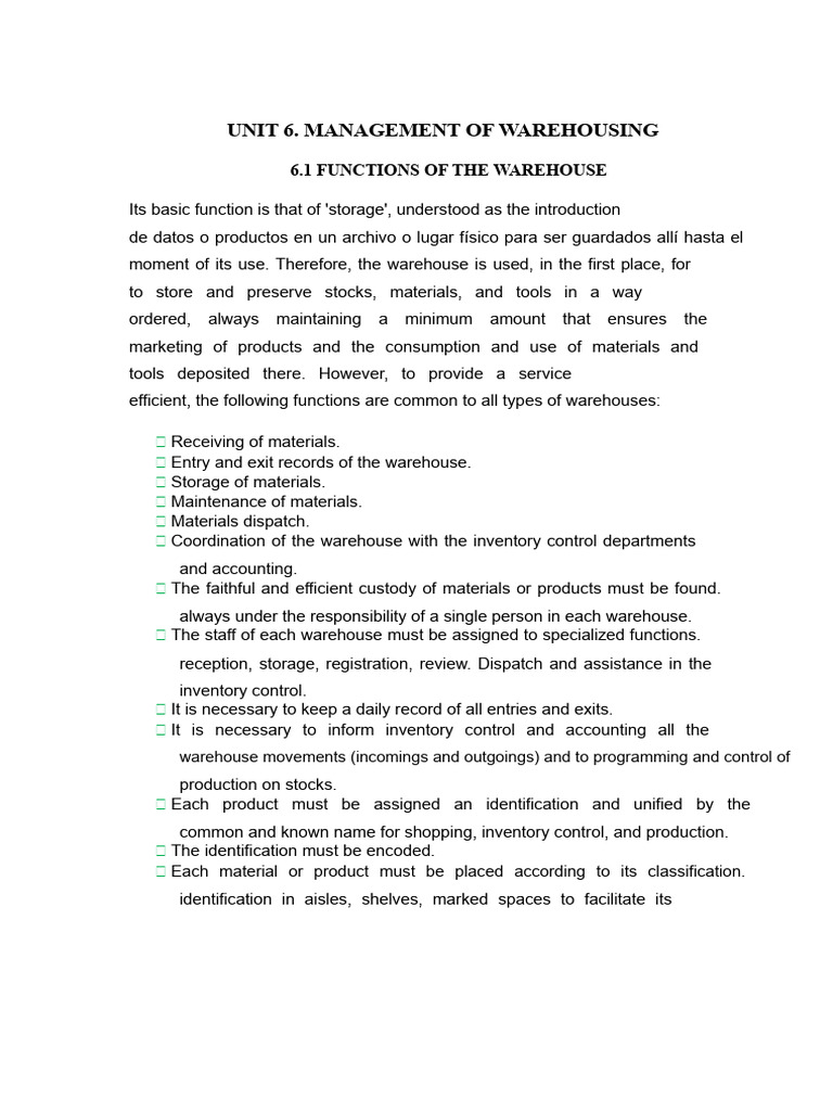 Warehouse Management Functions Explained | PDF | Warehouse | Pallet