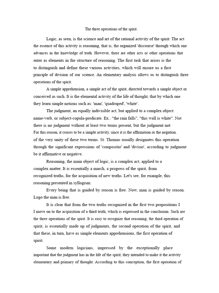 The Three Operations of The Spirit | PDF | Reason | Truth
