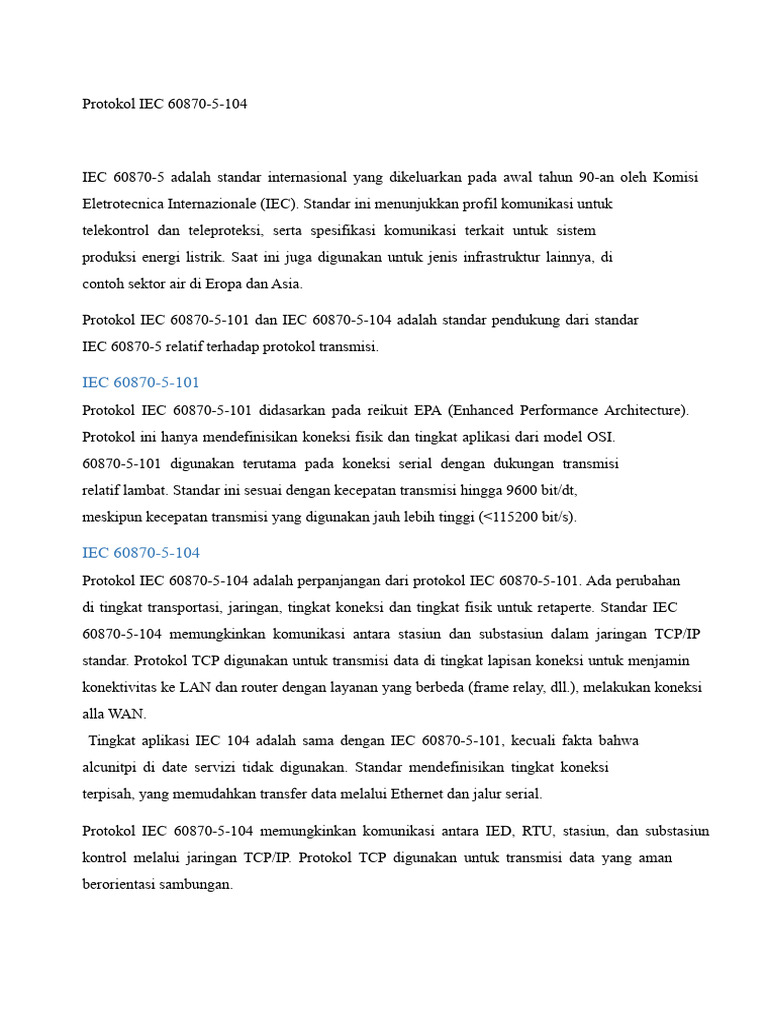 Protokol IEC 60870-5-104 untuk Telekontrol | PDF