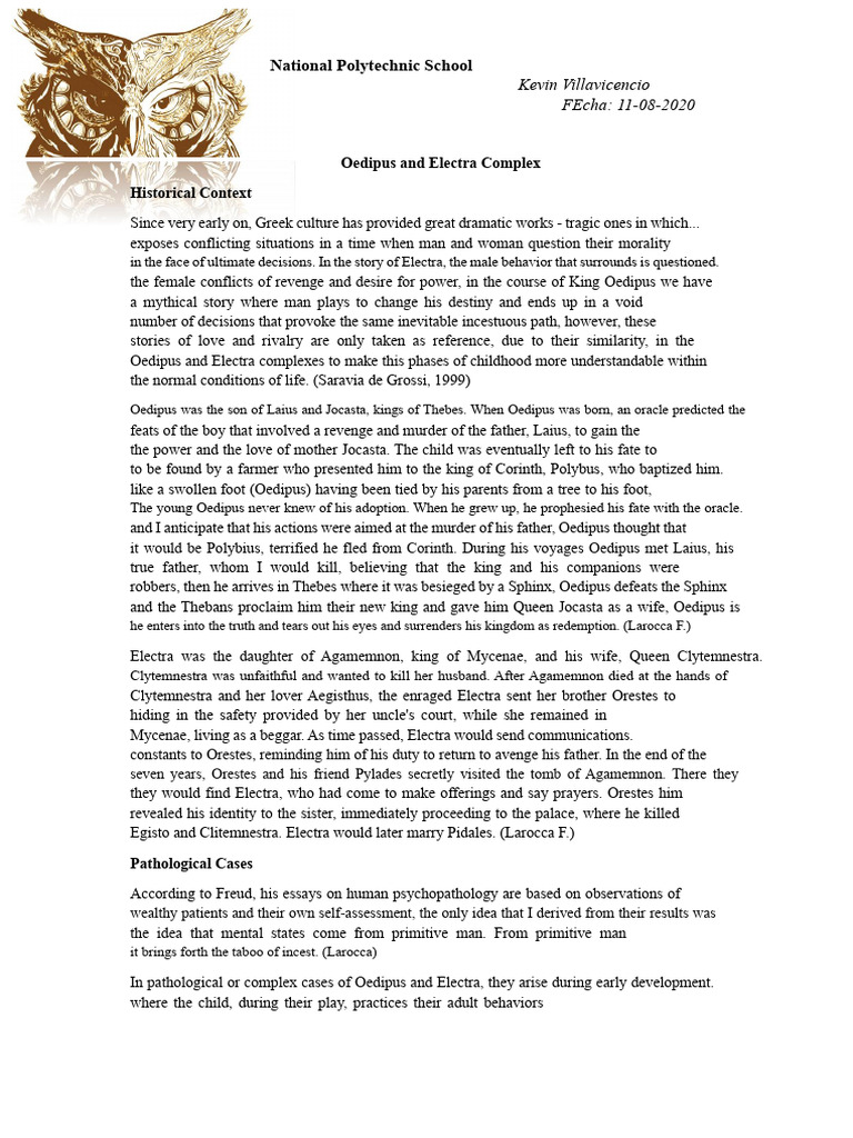 Oedipus and Electra complex | PDF | Oedipus | Oedipus Complex