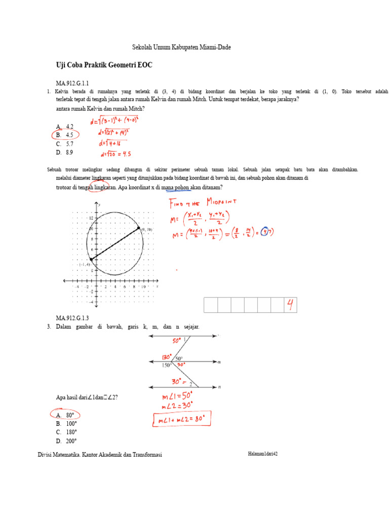 Ujian Geometri EOC Miami-Dade | PDF