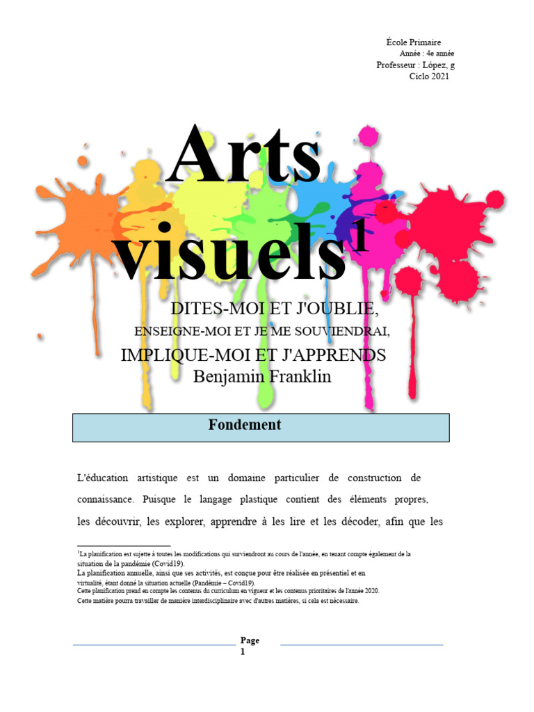 Planification Arts Visuels 4e Année 2021 | PDF | Cubisme | Créativité