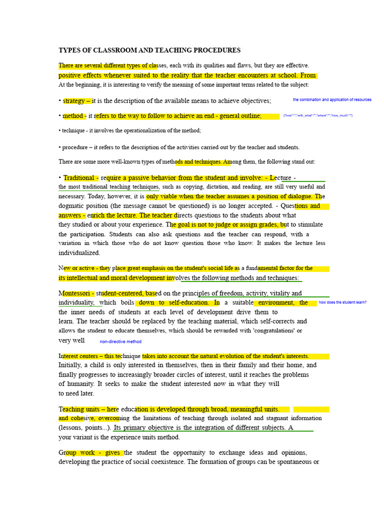 323222966285 types of classes and teaching procedures | PDF | Thought ...