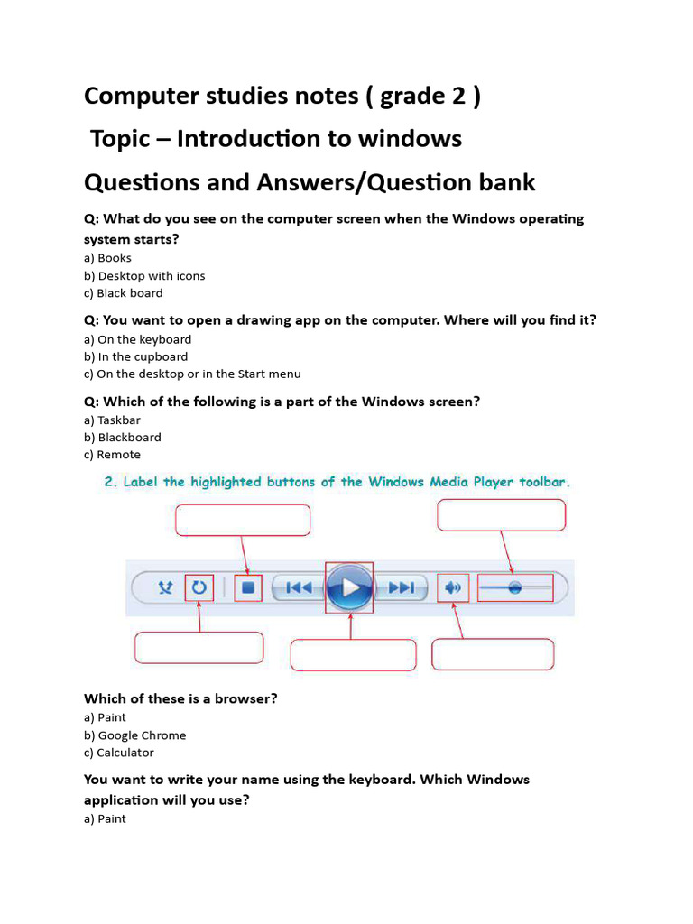 Computer Studies Notes for Grade 2(Topic-Introduction to Windows ...