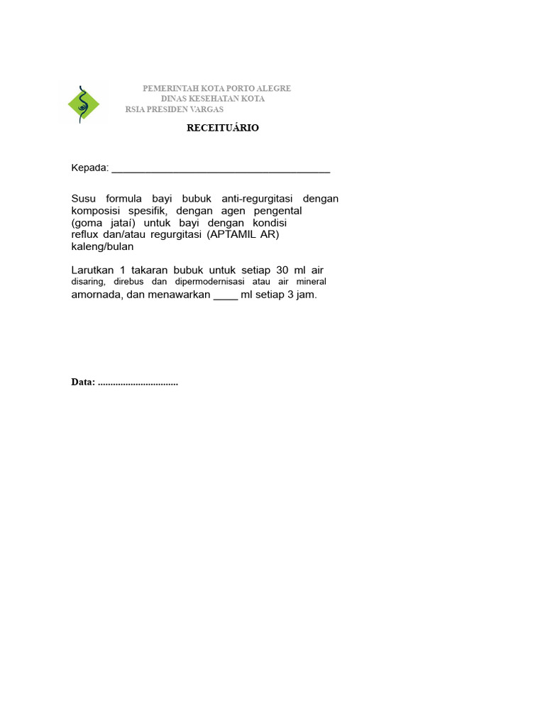 Resep Susu Formula Bayi APTAMIL AR | PDF