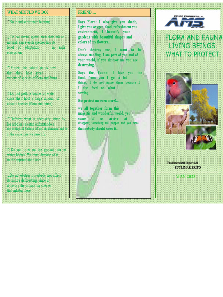 Brochure On The Protection of Flora and Fauna. | PDF | Ecosystem | Nature